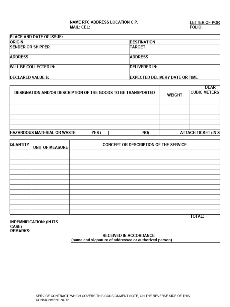 Format For Shipping Letter According To SCT Standard | PDF | Bill Of ...