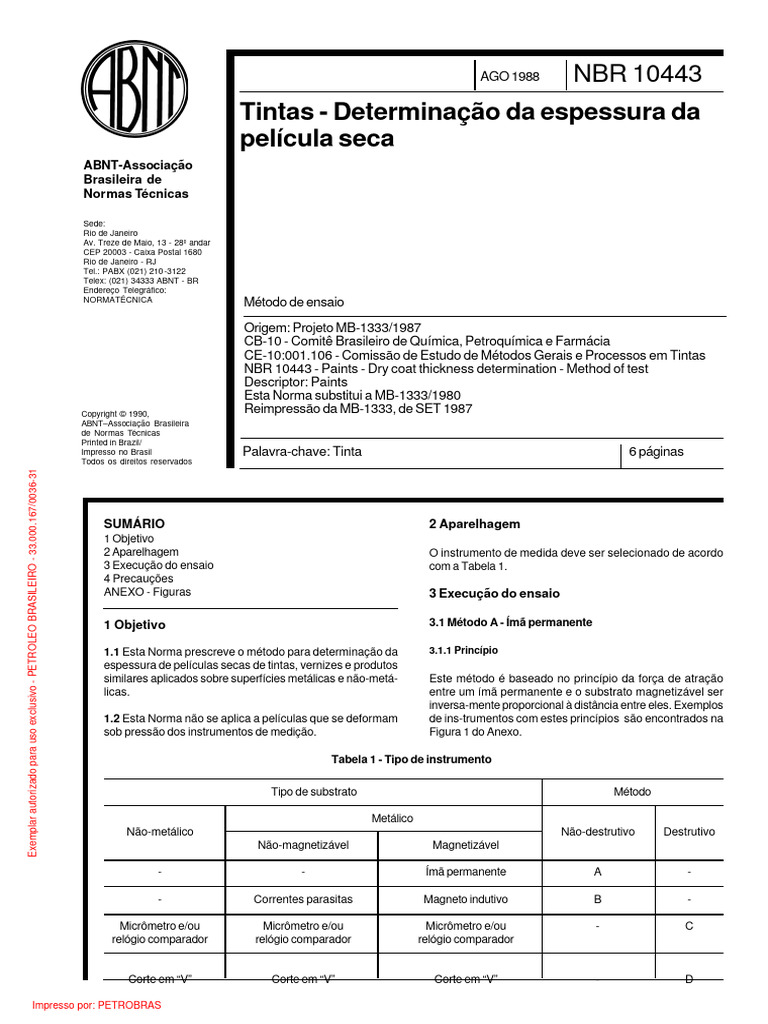 NBR-10443 - Medição de Espessura | PDF | Indutor | Tinta