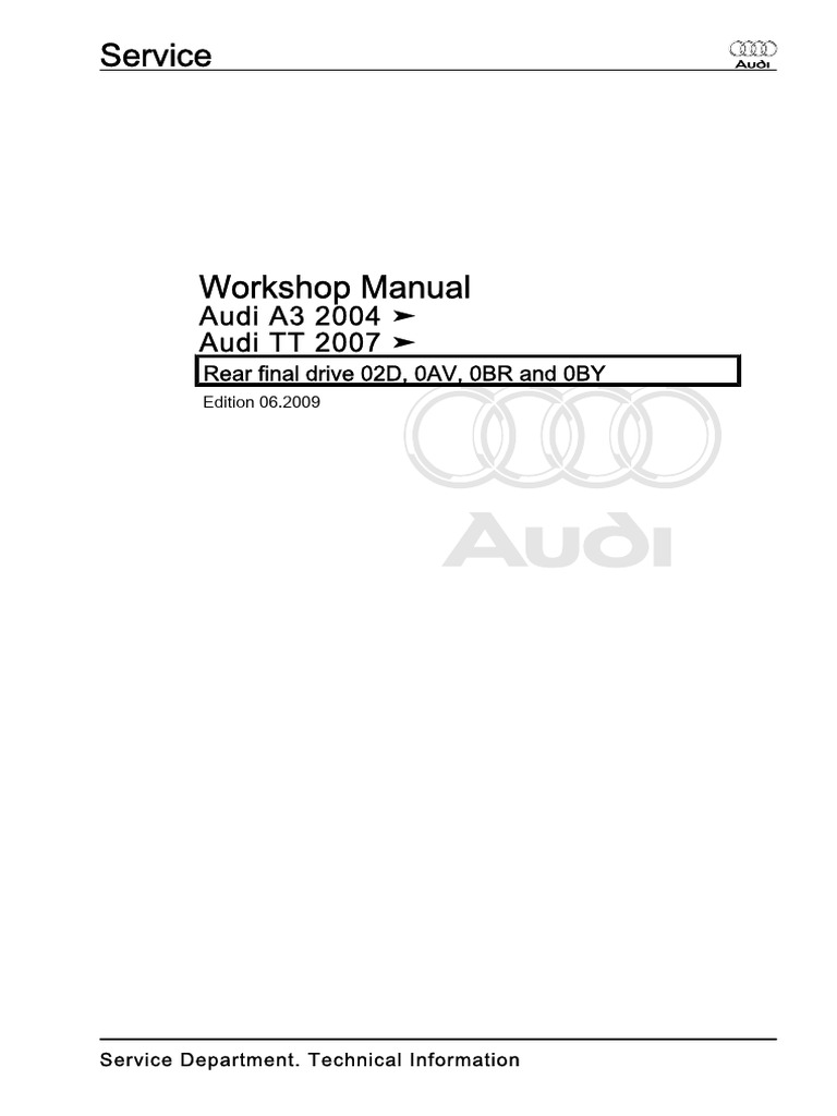 Rear Final Drive 02D, 0AV, 0BR and 0BY | PDF