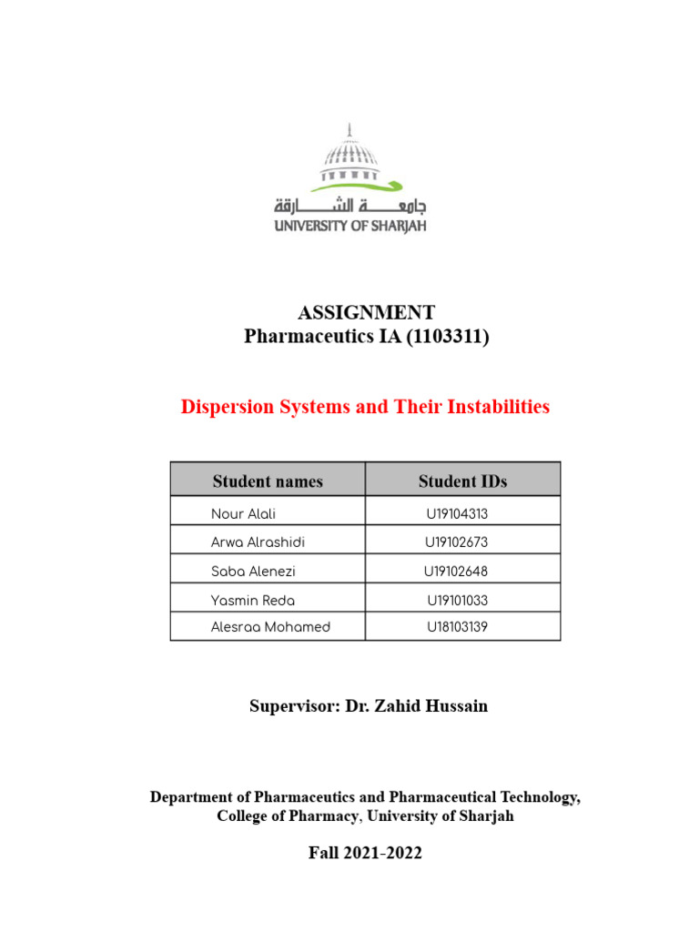 Assignment | PDF | Emulsion | Colloid