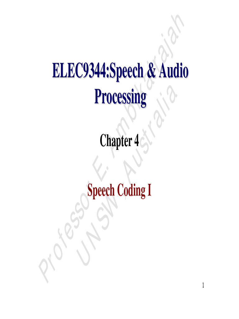 Dokumen Tips Elec9344speech Audio Processing 4pdfspeech Signal For Digital Storage Or 