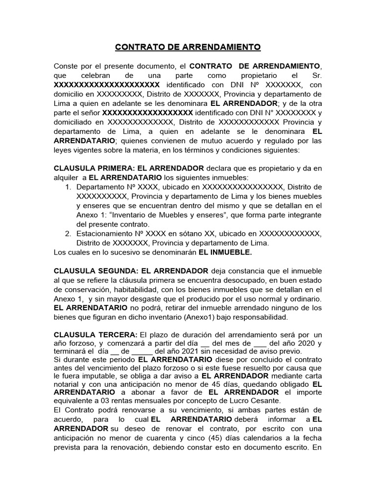 Modelo Contrato de Arendamiento | PDF
