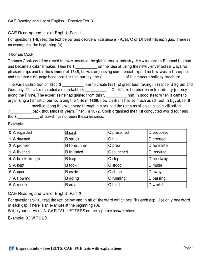 CAE Reading & Use of English Test 3 | PDF