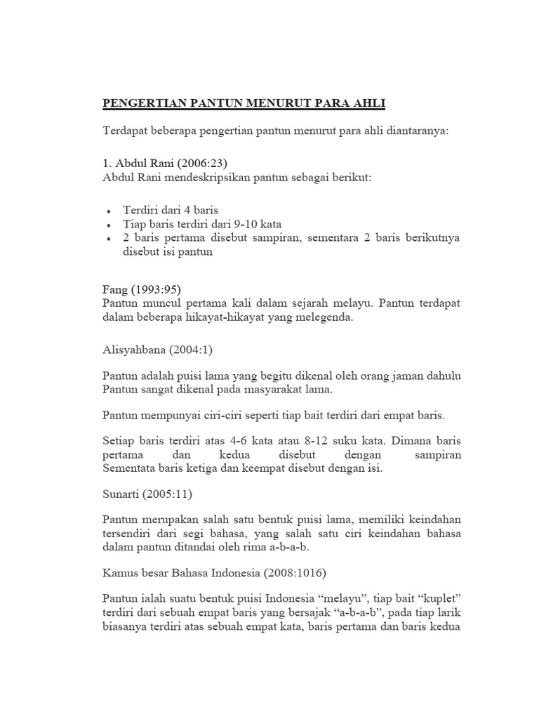 Unsur dan Ciri Pantun Tradisional | PDF | Puisi