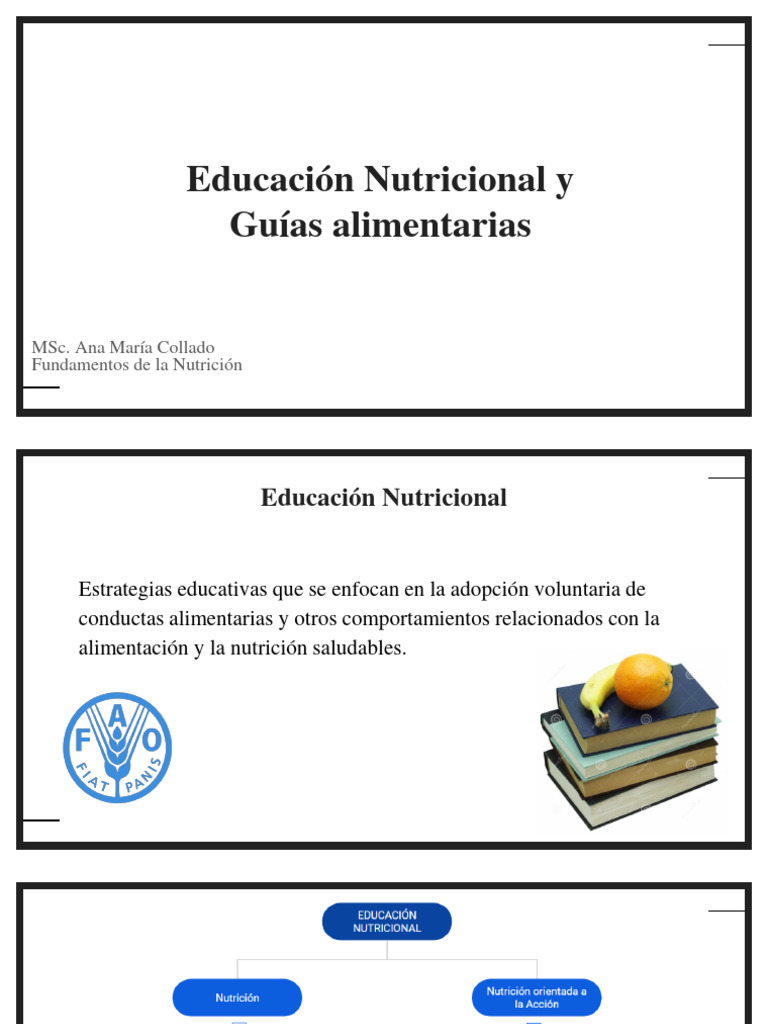 Educación Nutricional y Guías Alimentarias | PDF