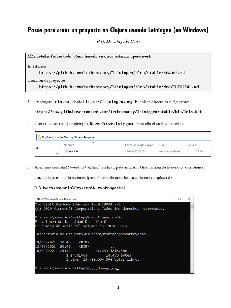 06 - Pasos para Construir Un Proyecto en Clojure Usando Leiningen | PDF 06 - Pasos para Construir Un Proyecto en Clojure Usando Leiningen | PDF