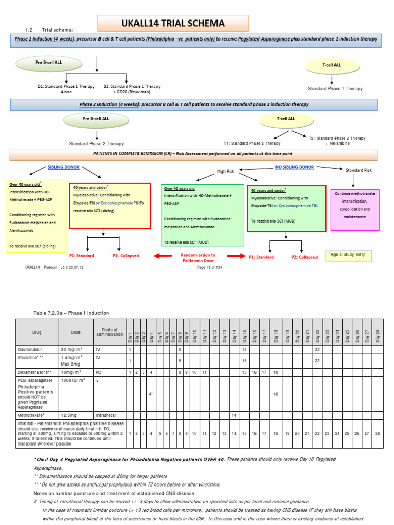 UKALL14 Protocol | PDF | Radiation Therapy | Blood Plasma