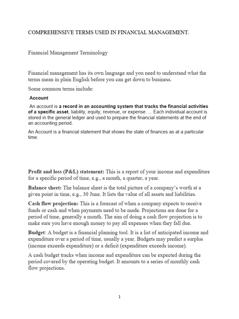 Terms Used in Financial Management | PDF