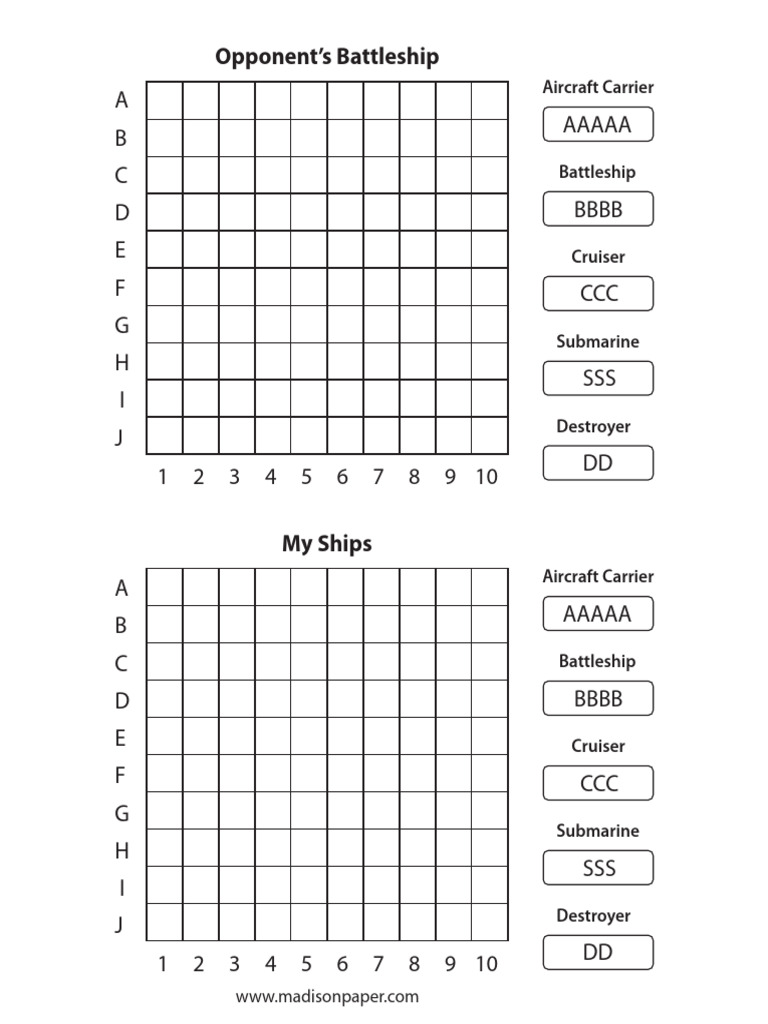 Printable Battleship Game | PDF