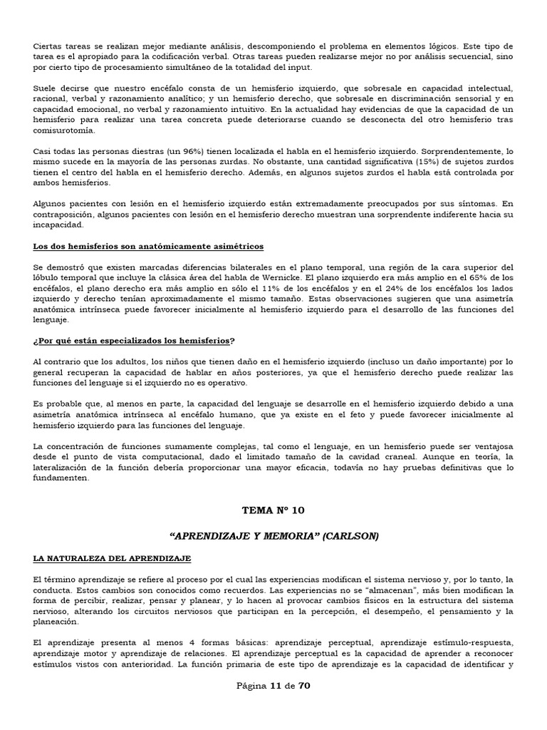 Carlson Cap 13 Aprendizaje Y Memoria Resumen Pdf La