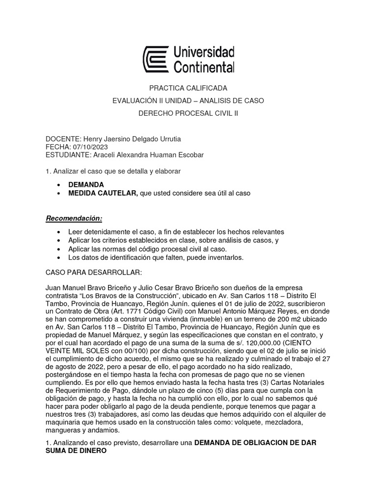 Demanda por Incumplimiento de Pago Civil | PDF | Pagos | Daños y perjuicios
