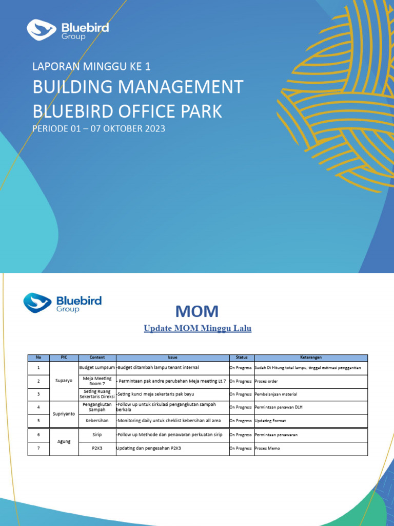 Meeting Mingguan Building Management | PDF