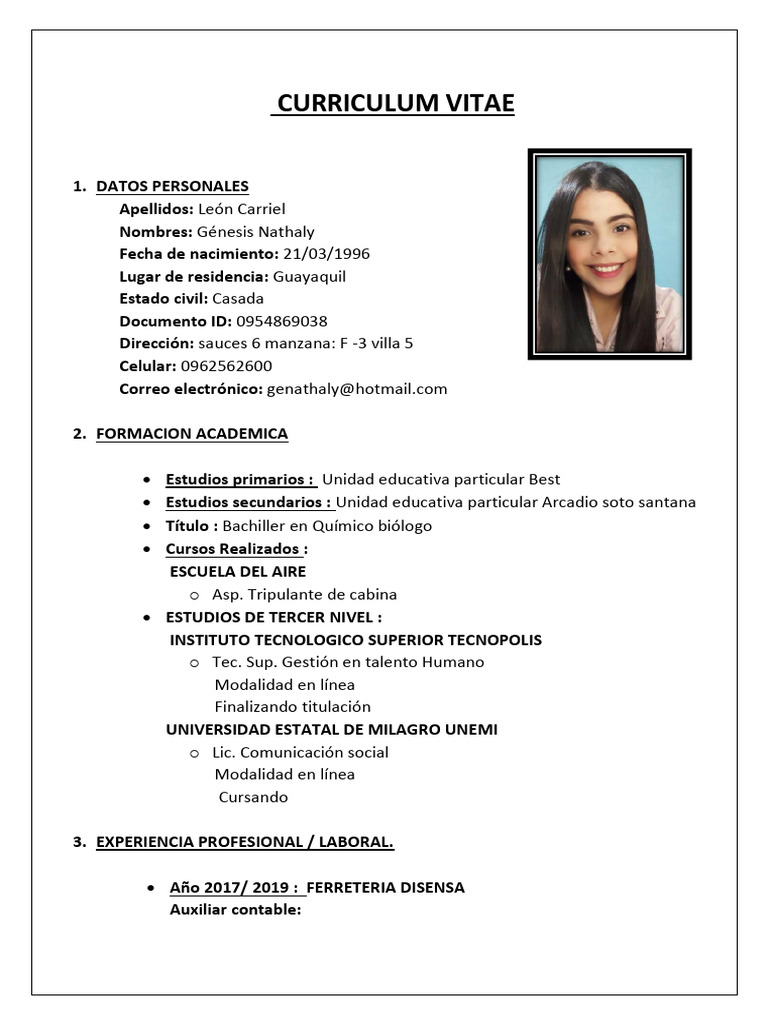CURRICULUM VITAE GENESIS LEON CARRIEL_2 | PDF | Contabilidad | Business