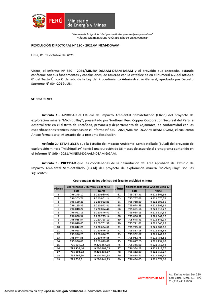 RD 190 2021 Minem Dgaam PDF | PDF
