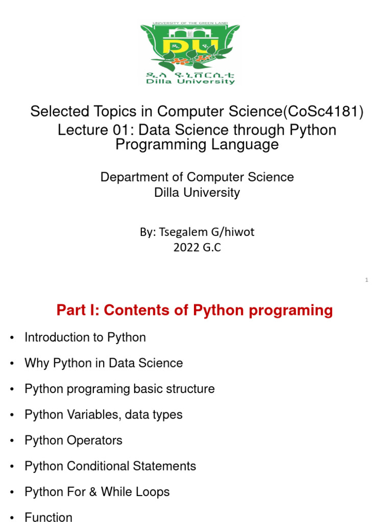 Lecture 01 Pdf Python Programming Language Control Flow