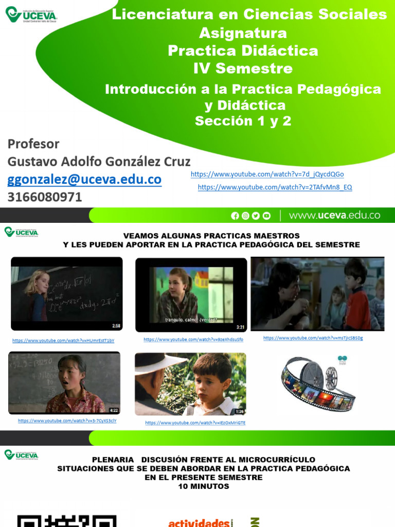Practica Sem 4 2023-1 Gustavo Gonzalez Viernes 11 Clase 1 y 2 | PDF | Pedagogía | Cognición