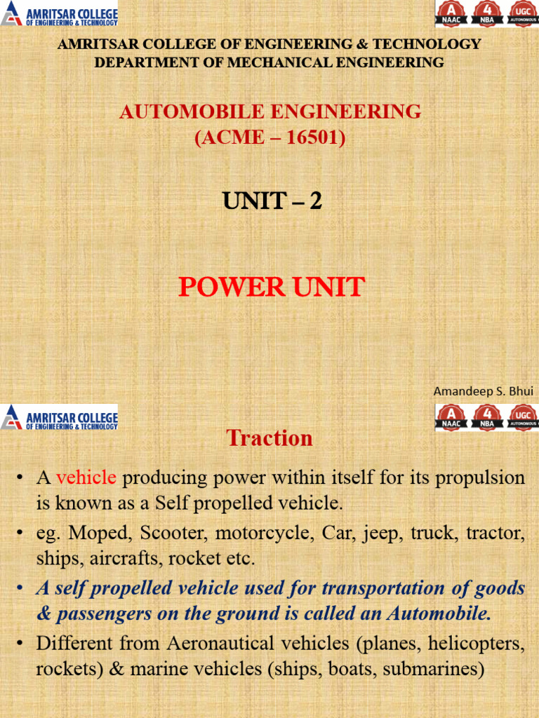 Unit - 2 Power Unit | PDF | Vehicles | Truck