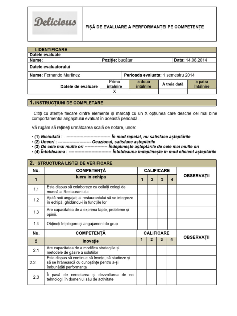 Formular de Evaluare A Performanței | PDF