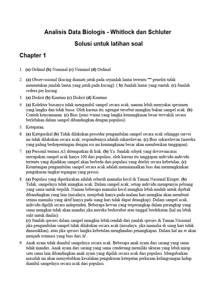 Analisis Data Biologis: Solusi Latihan | PDF | Sains & Matematika