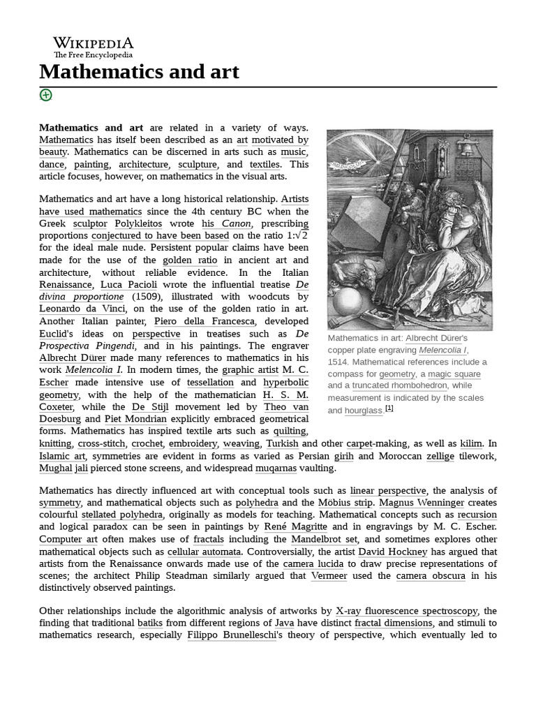 Mathematics and Art | PDF | Perspective (Graphical) | Mathematics