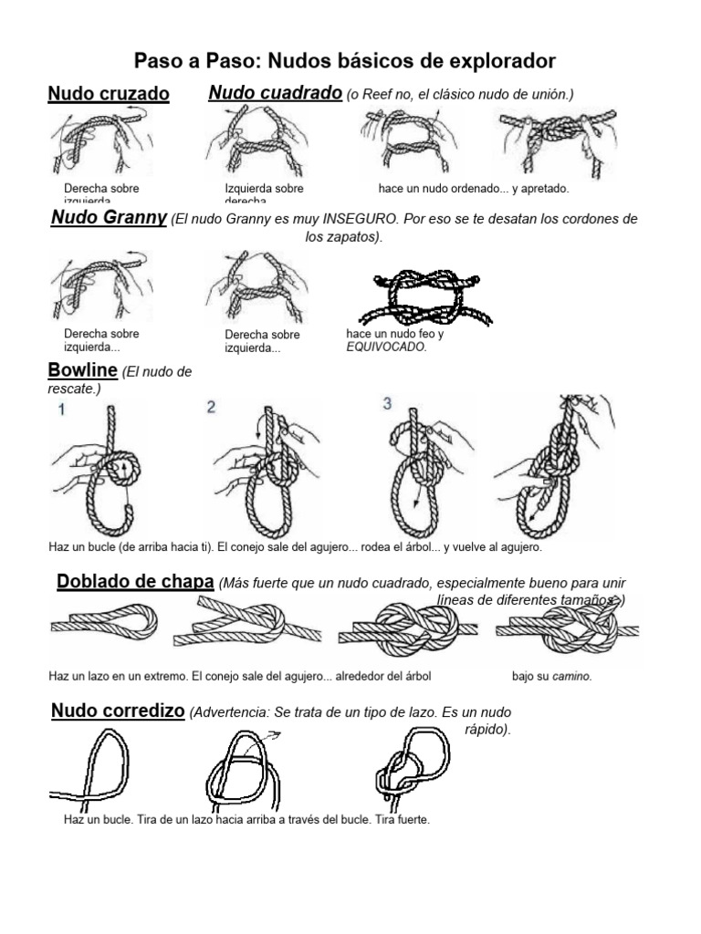 Nudos Paso A Paso 11 Nudos Scout Básicos | PDF | Nudo | Scoutcraft