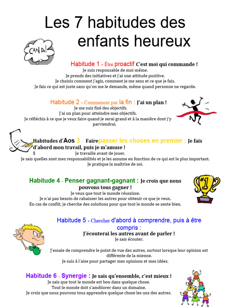 7 Habitudes des Enfants Heureux | PDF