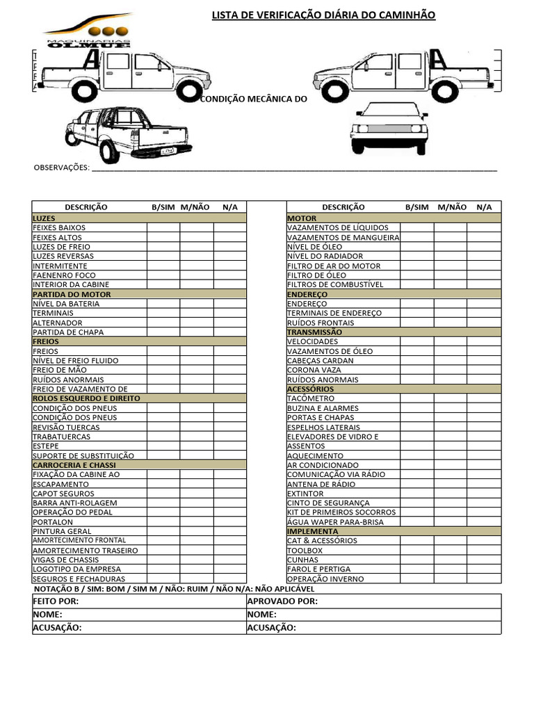 Lista de Verificação Van PDF | PDF