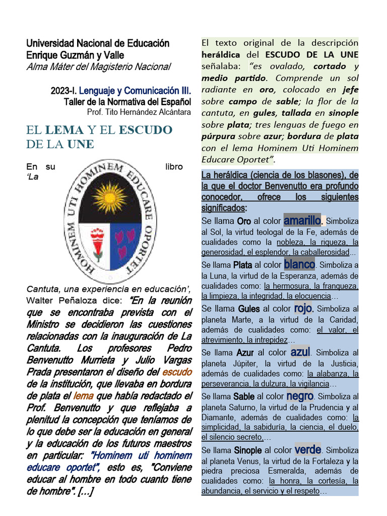 Lema y Escudo de La UNE | PDF