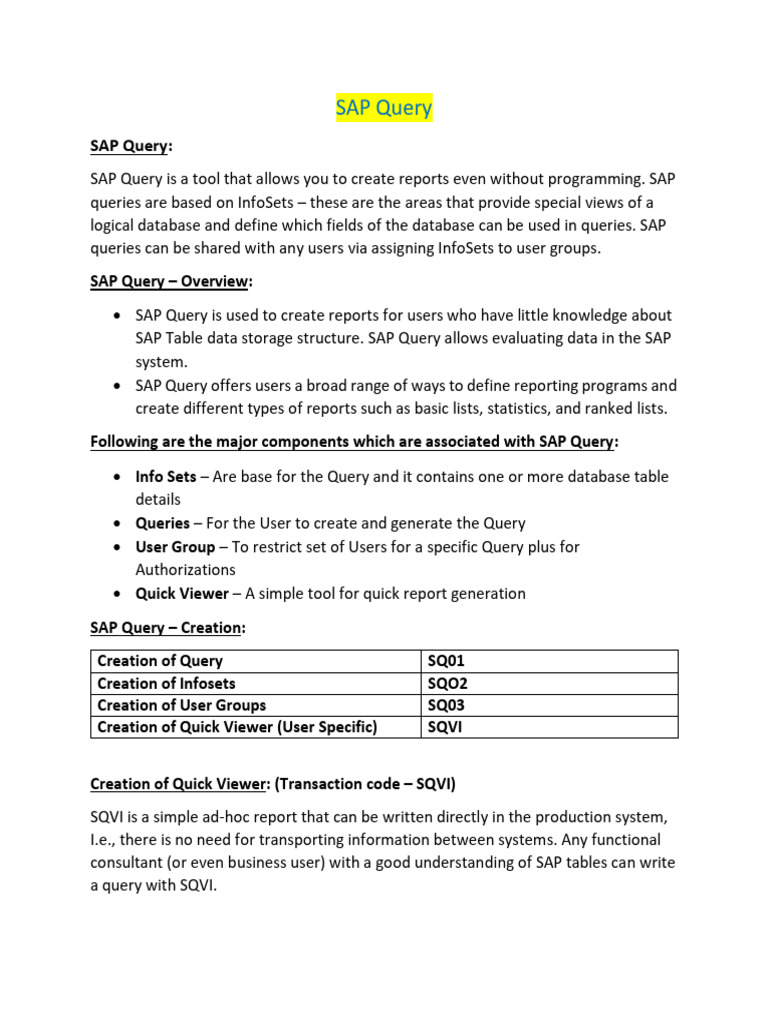 Sap Query Pdf