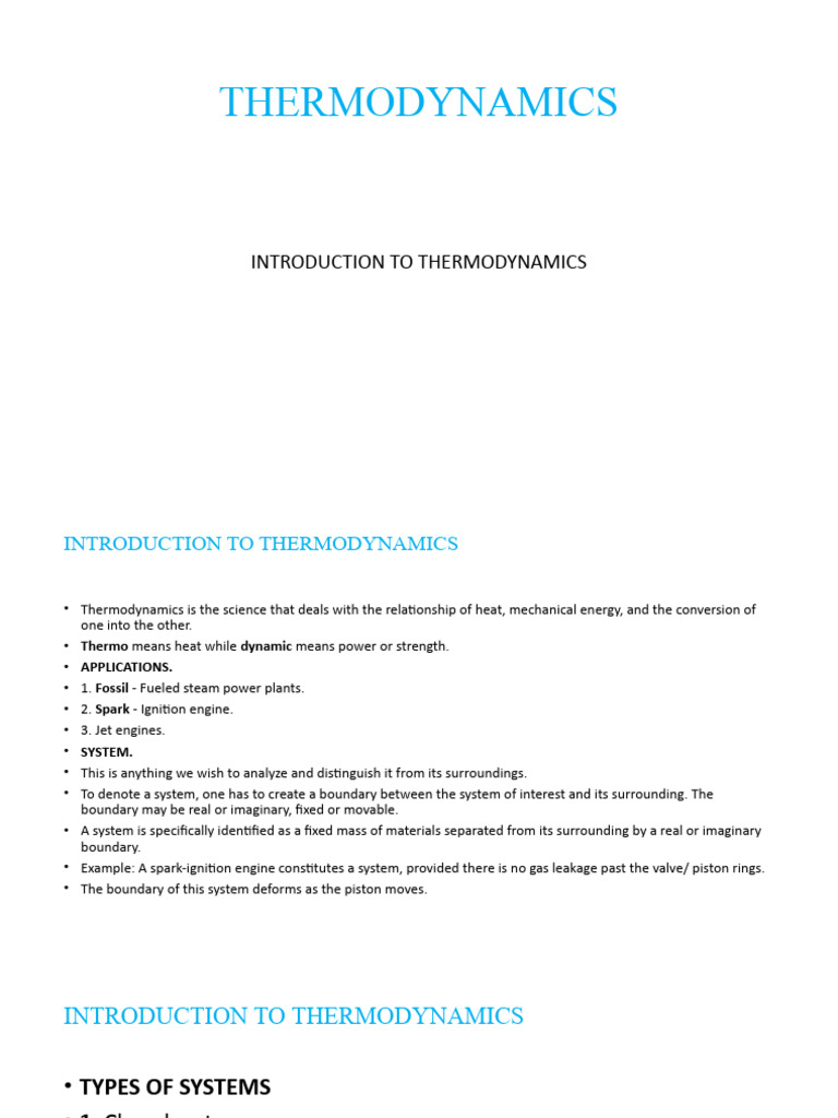 Thermodynamics Introduction PPT 1 | PDF | Thermodynamics | Temperature