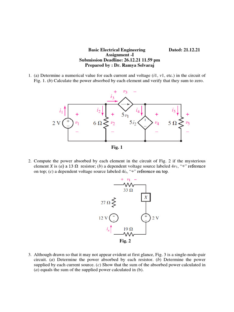 basic electrical engineering nit rraipur assignment 1 | PDF | Electrical Network | Resistor