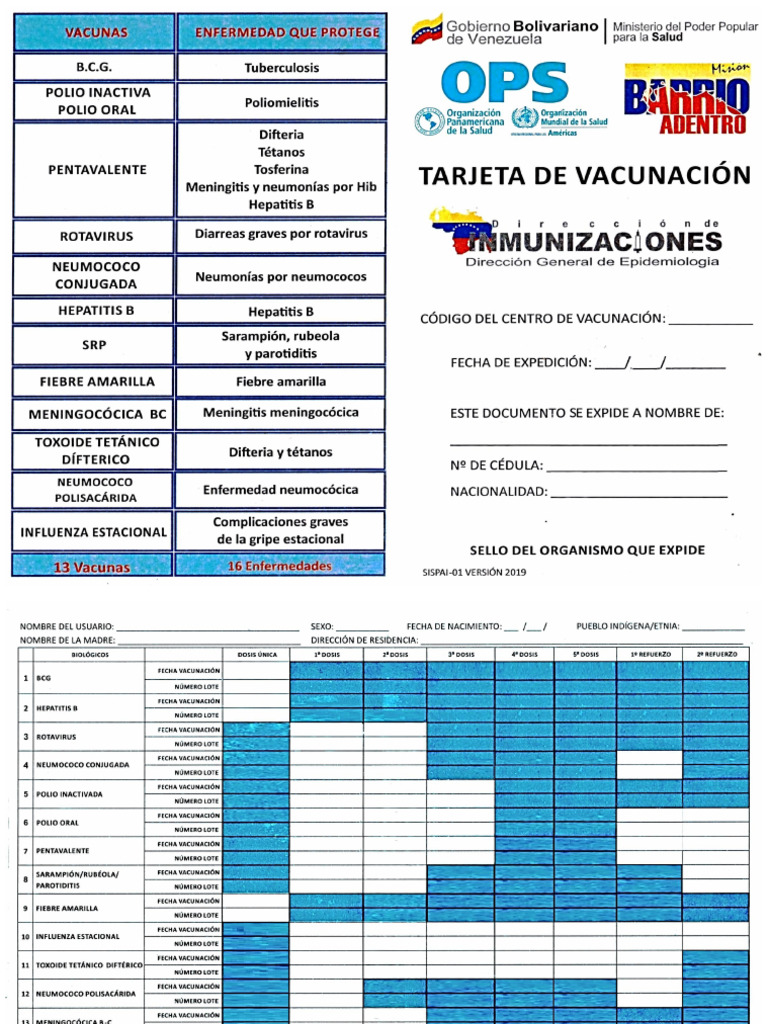 Tarjeta de Vacunacion | PDF