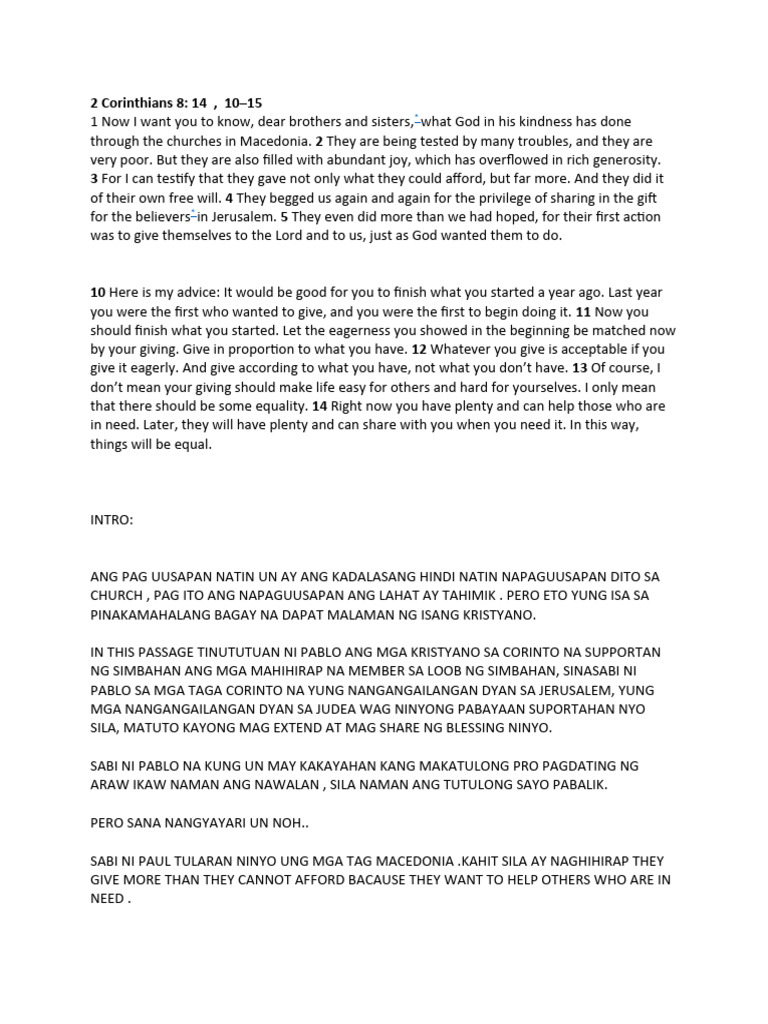 2 Corinthians 8 | PDF