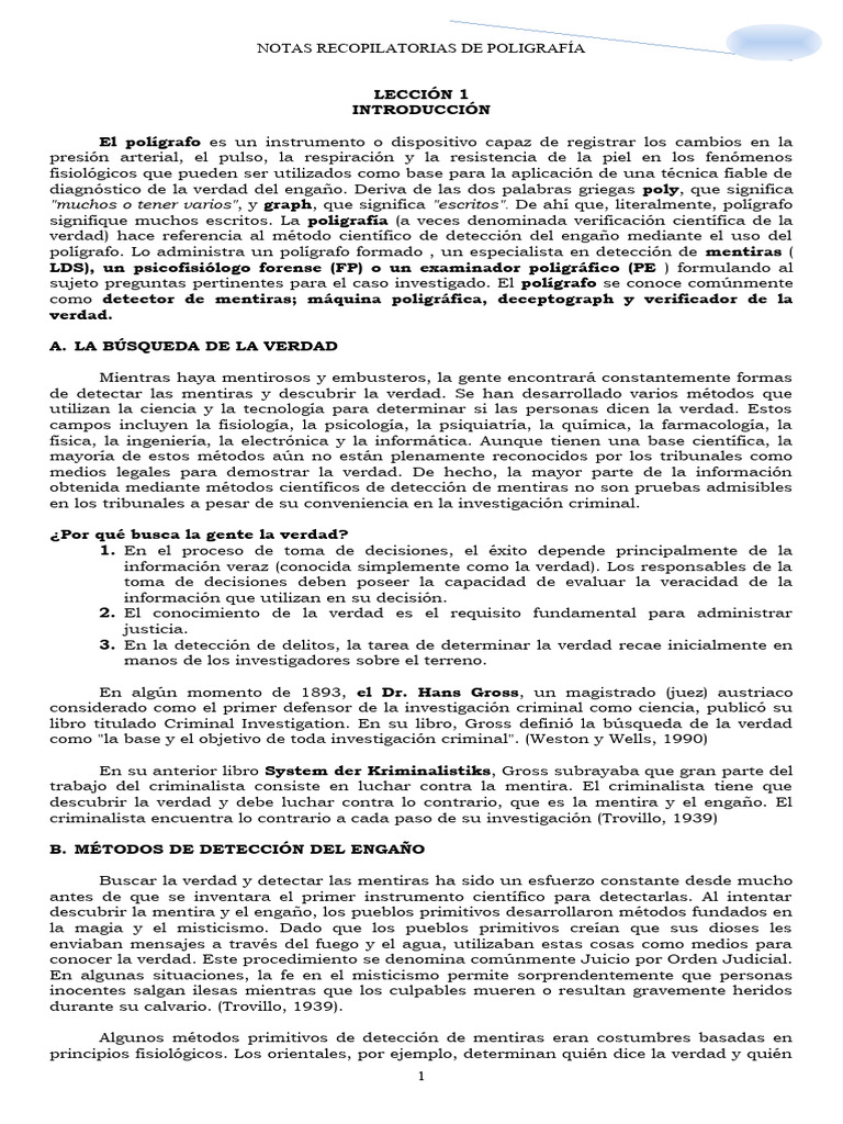 Detwcción de Mentira (Poligrafía) | PDF | Polígrafo | Presión sanguínea