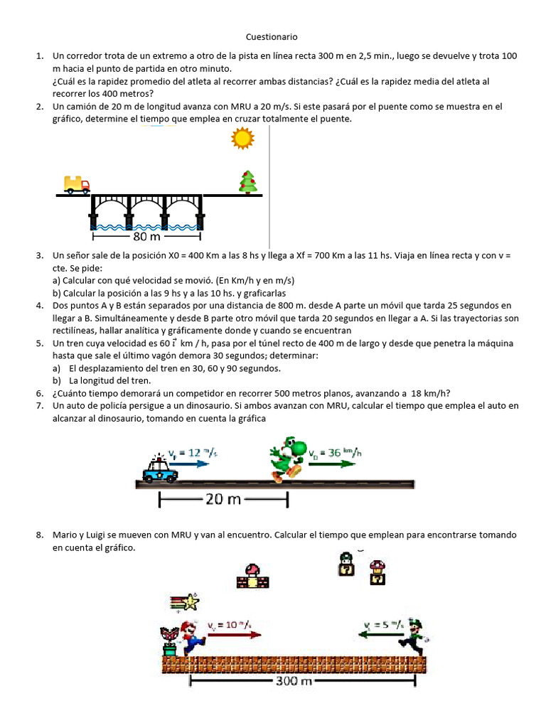 Cuestionario de Refuerzo Remediales 2E | PDF | Velocidad | Aceleración