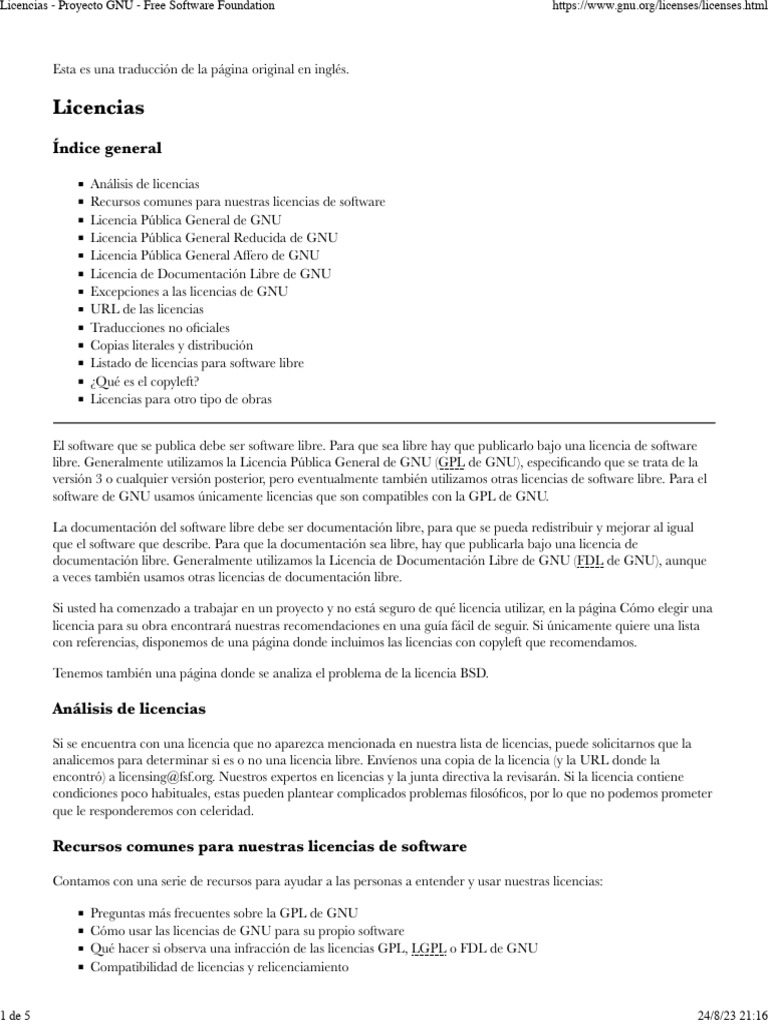 2023 1 Licencias - Proyecto GNU - Free Software Foundation 2023 FSF ...