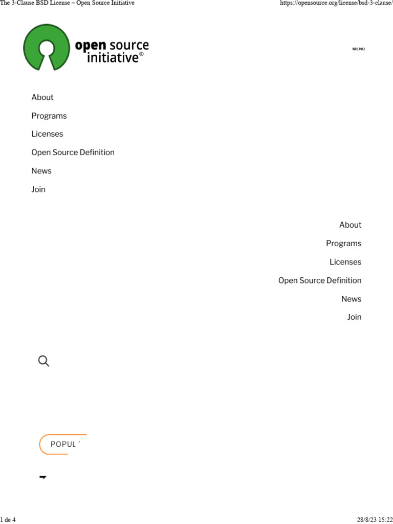 1 The 3-Clause BSD License - Open Source Initiative | PDF | Business ...
