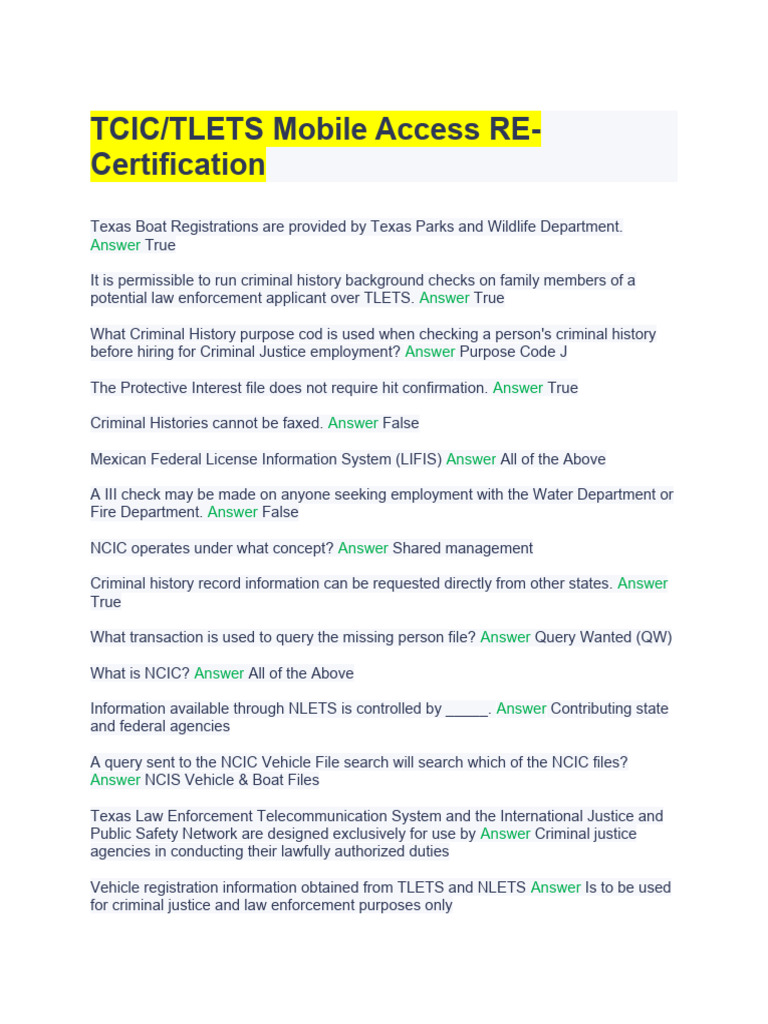 Tcic Tlets Certification | PDF