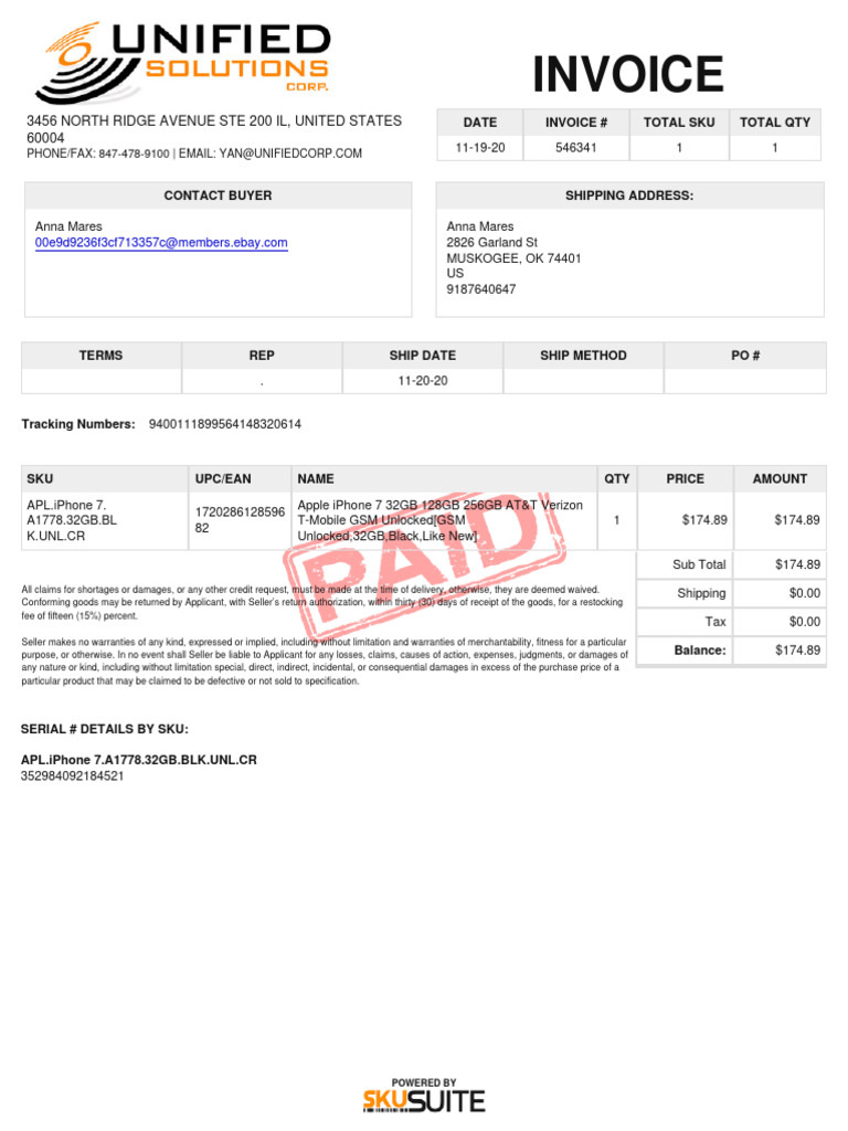 Assets Uploads Unifiedsolutions Invoice Invoice 546341 Unified ...