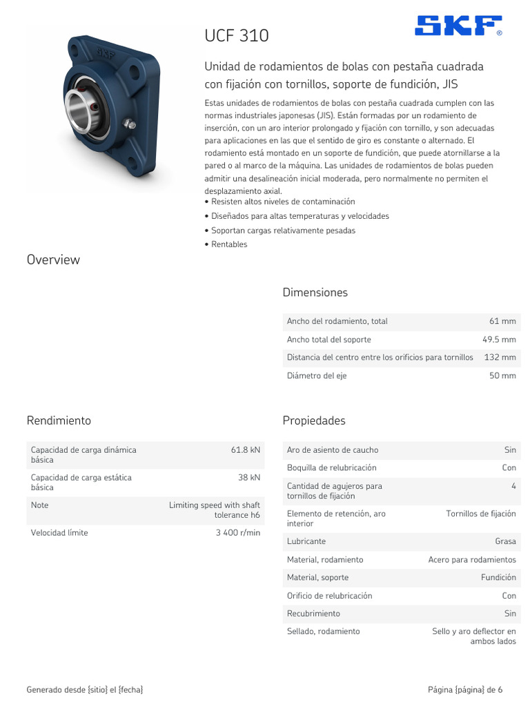 SKF UCF 310 Specification | PDF | Tornillo | Red mundial