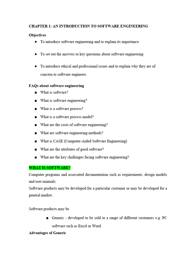Chapter 1 An Introduction To Software Engineering | PDF | Software | Engineering