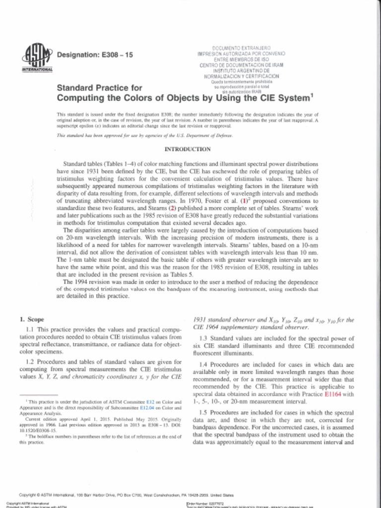 Astm - E308 - 15 | PDF