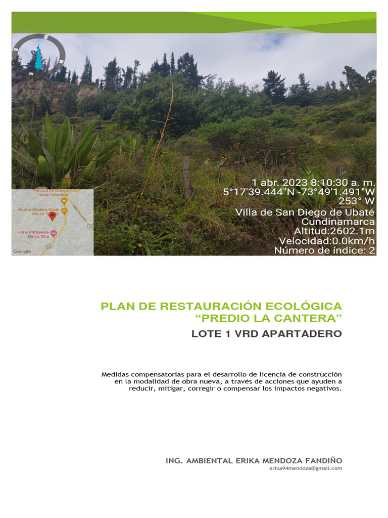 Proyecto de Restauracion Predio La Cantera | PDF | Arboles | Ciencias de la Tierra