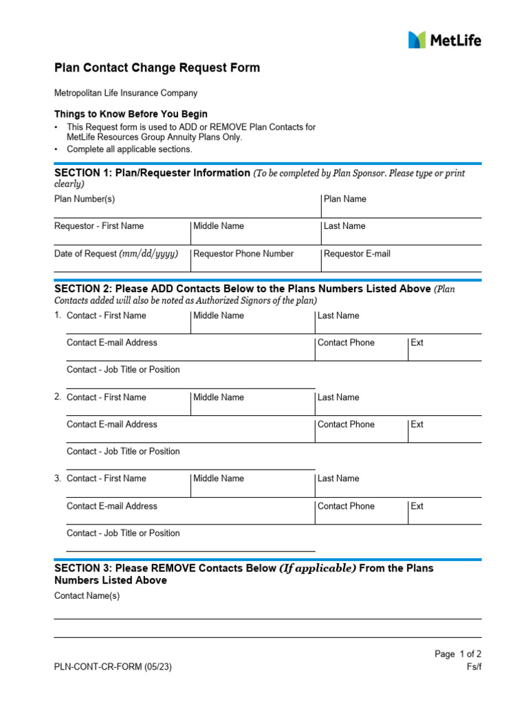PLN Cont CR Form | PDF