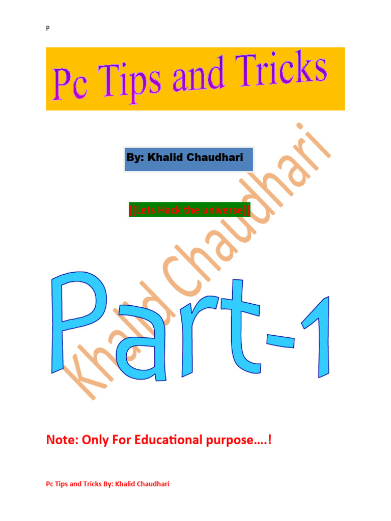 PC Tips and Tricks Part-1 | PDF | Computer Virus | Malware