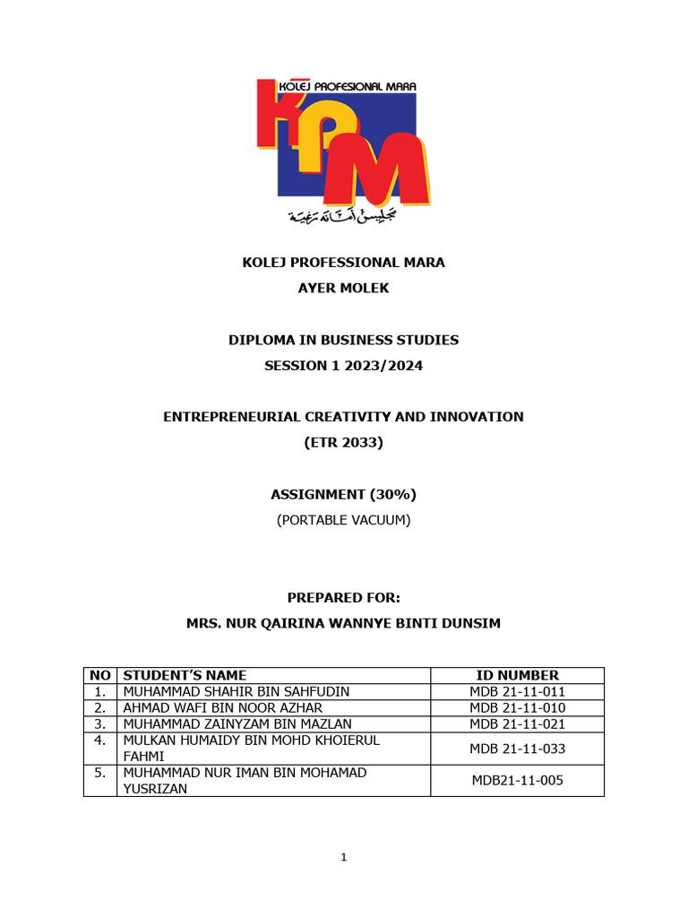 Etr Group Assesment DBS 5B (Portble Vacuum) - 1 | PDF | Vacuum Cleaner ...