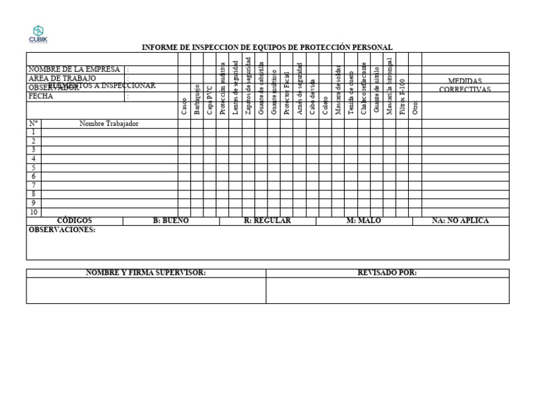 Check List de Inspeccion Epp | PDF | Equipo de protección personal ...