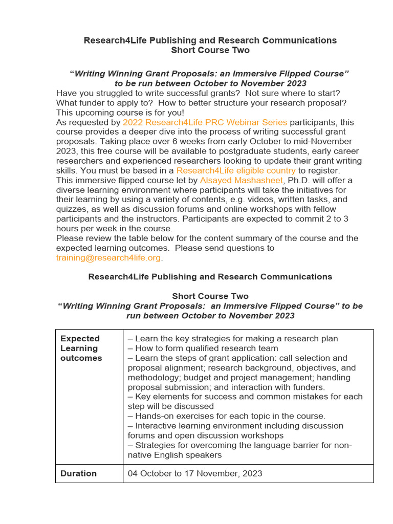 Research4Life Publishing and Research Communications Short Course Two ...