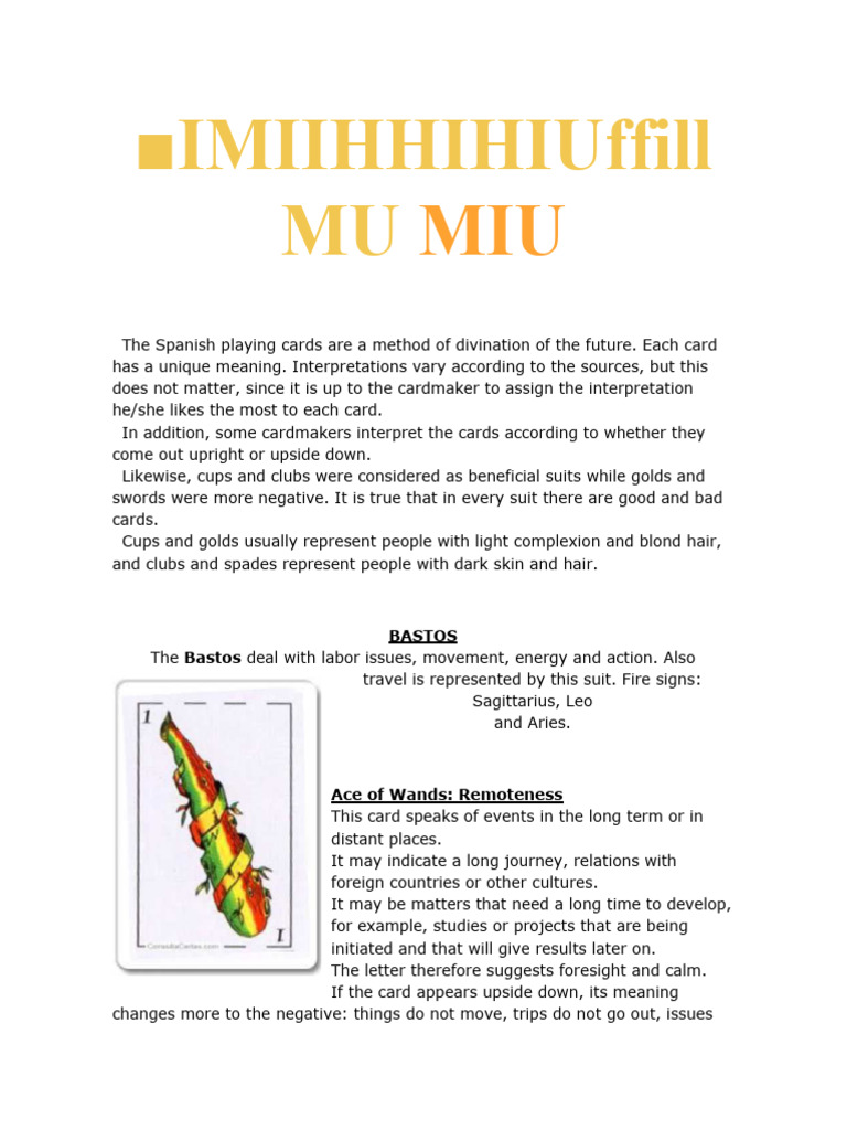 Basic Learning Manual For Reading The Spanish Deck | PDF | Love ...