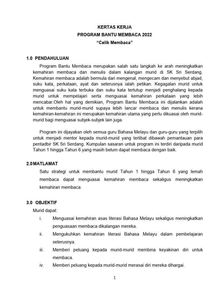 KK Program Bantu Membaca 2022 | PDF